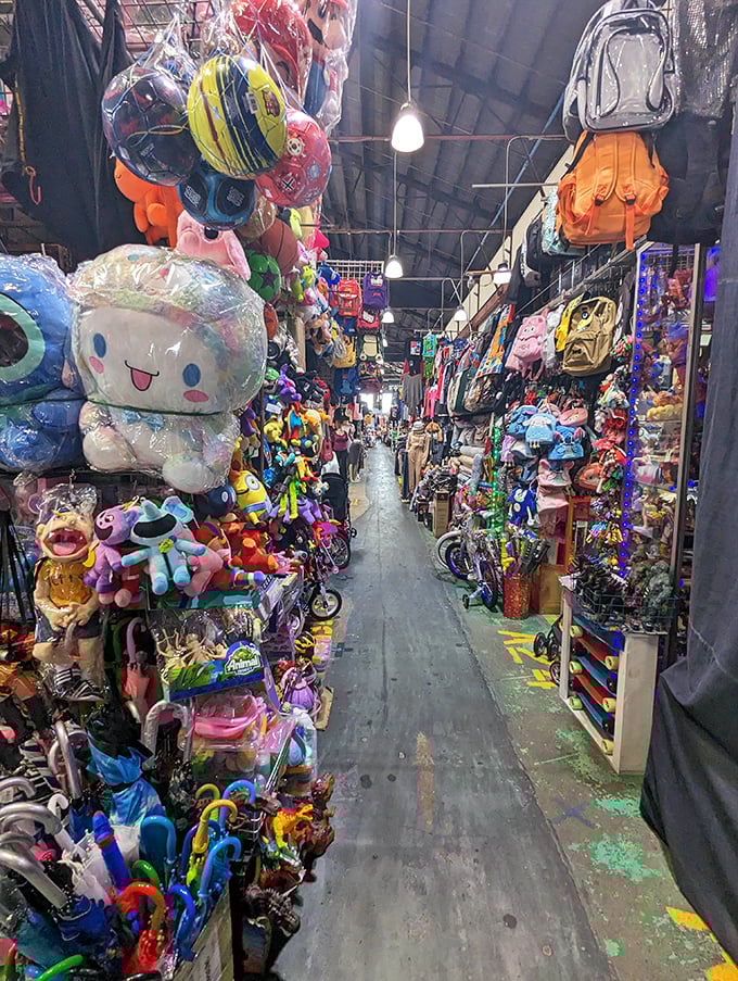 A kaleidoscope of plush toys and backpacks creates the most adorable traffic jam you'll ever encounter.
