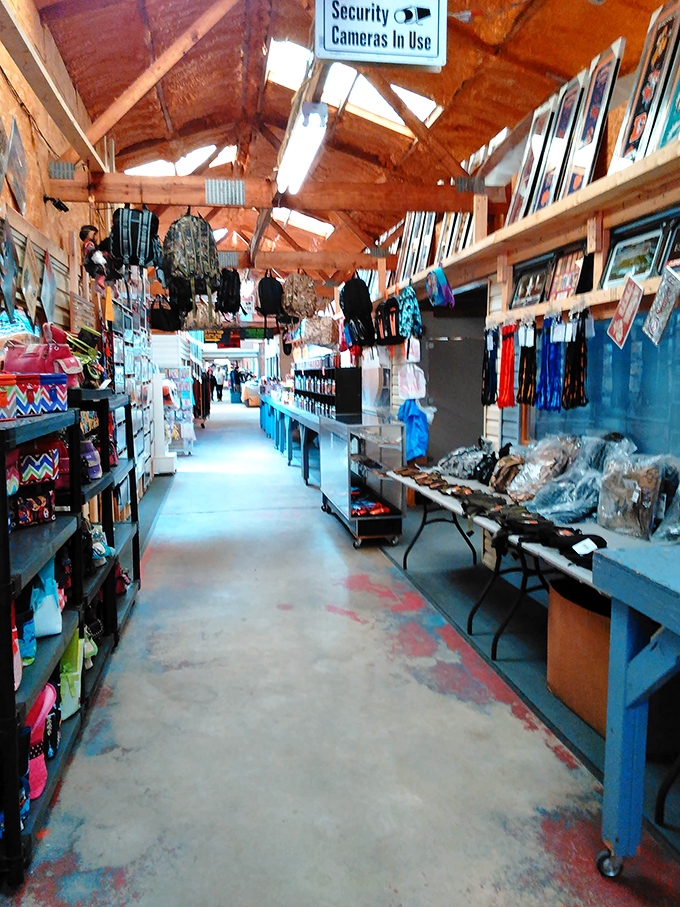 Indoor aisles become treasure maps leading to unexpected discoveries. The wooden beams above have witnessed countless "I can't believe I found this!" moments.