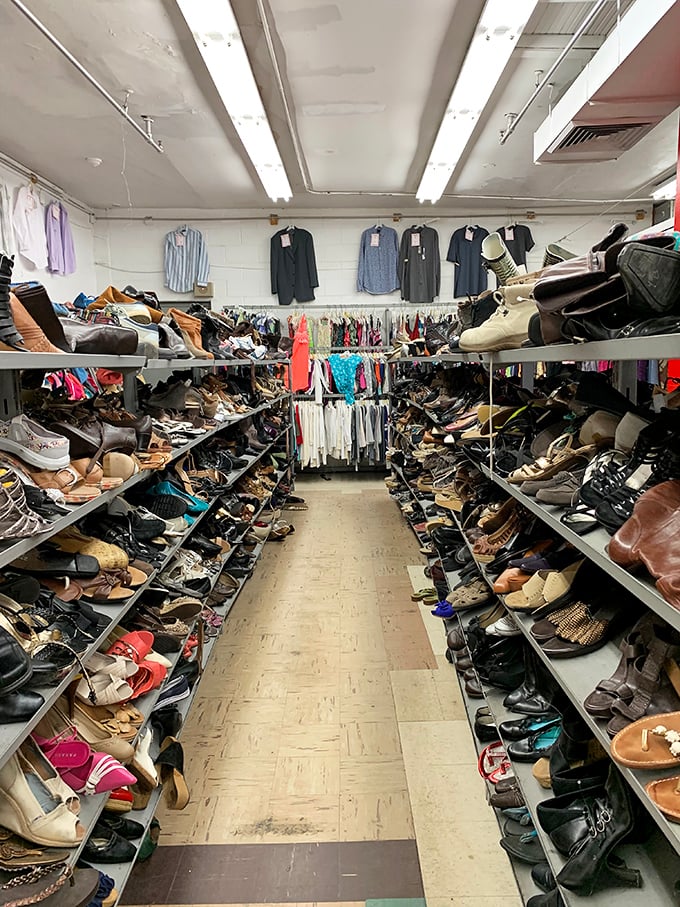 The shoe section alone could qualify as its own zip code, with endless possibilities waiting for feet of all sizes and style sensibilities.