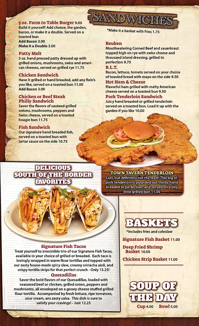 This menu isn't just reading material—it's a roadmap to happiness. The tenderloin sandwich alone is worth the drive from Indianapolis.
