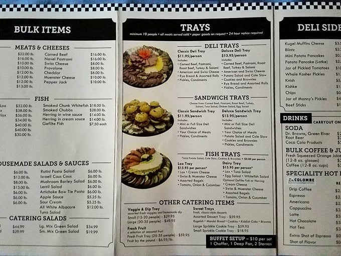 The menu board at Manny's isn't just a list of food—it's a roadmap to happiness, with delicatessen delights at every turn.