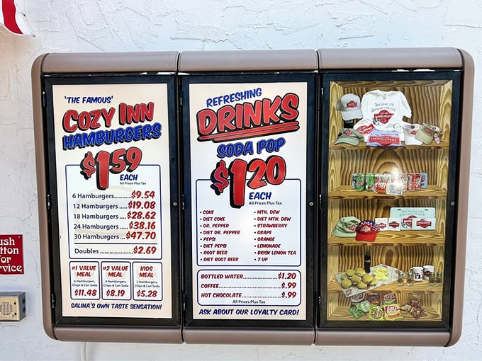 The menu board speaks volumes in its simplicity: no fancy options needed when you've perfected the art of the slider.