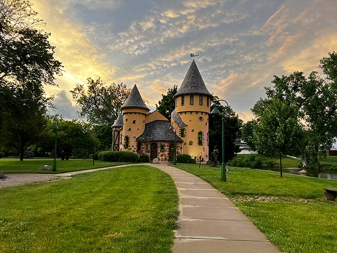 Curwood Castle isn't just whimsical architecture – it's a fairytale come to life on Michigan soil, complete with storybook turrets against dramatic skies.