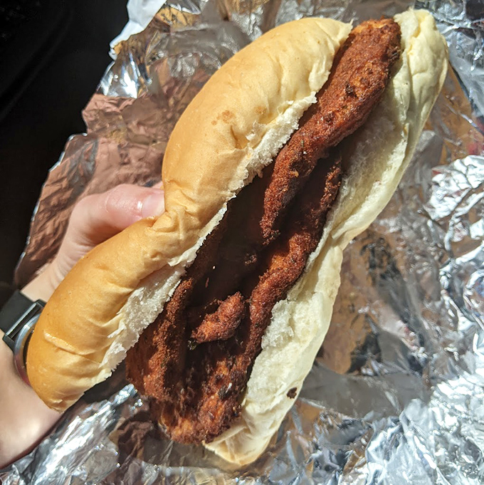 This sandwich isn't just food—it's architecture. The perfectly seasoned protein nestled in a pillowy bun creates that magical moment when simplicity becomes extraordinary.