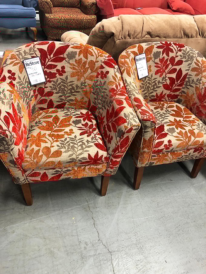 These autumnal armchairs aren't just seating—they're fall foliage for your living room that won't require raking. Perfect for cozying up with a book or pretending to listen to your spouse.
