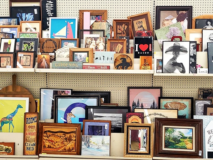 Wall-to-wall framed inspiration where one person's "doesn't match the couch anymore" becomes your living room's new statement piece.