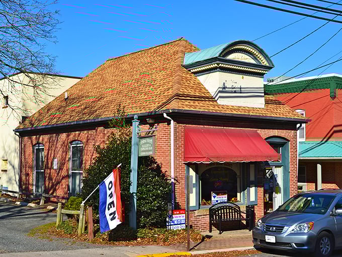 This brick beauty with its bright red awning isn't just a building—it's an invitation to step back in time while enjoying modern delights.