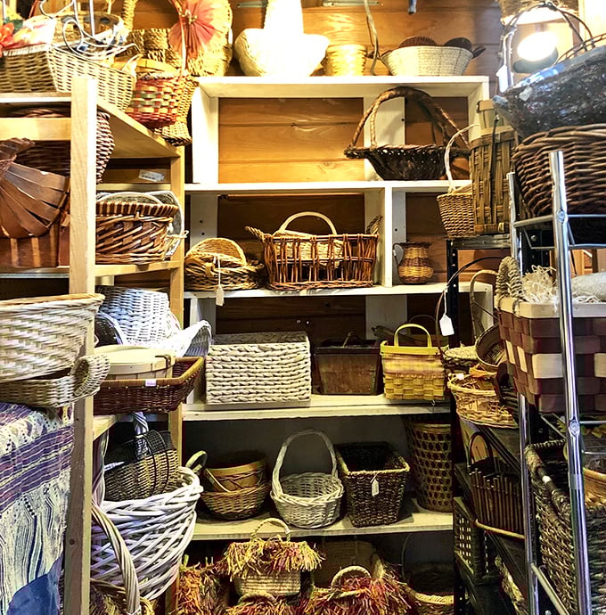 The basket section alone could outfit an army of picnickers or solve your storage woes with woven vessels from around the world.
