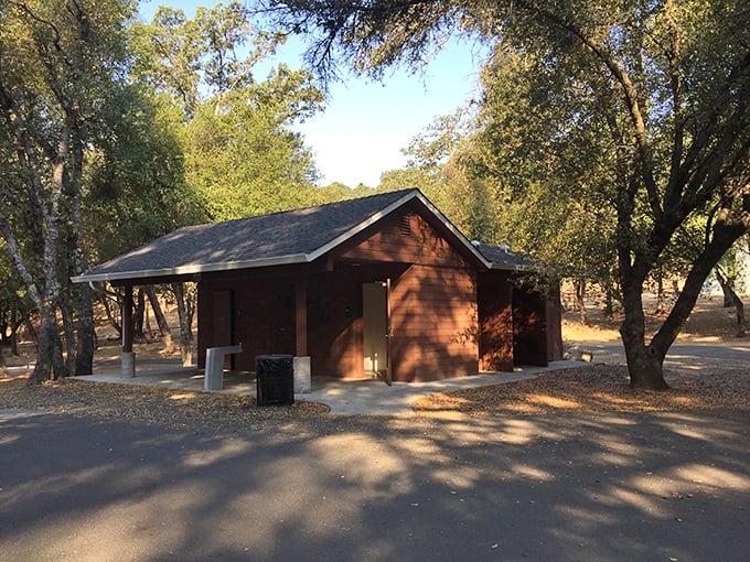 This rustic shelter isn't just a building—it's where memories are made between hikes, complete with shade that feels like nature's air conditioning.