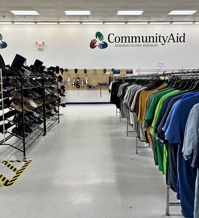 Organization that would make Marie Kondo weep tears of joy – color-coded clothing racks and shoe displays that actually make sense.