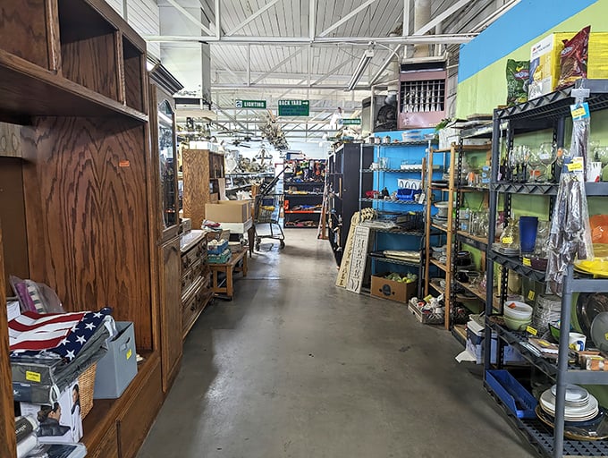 Aisles of possibility! Every shelf and corner holds potential discoveries that could transform your home without emptying your wallet.