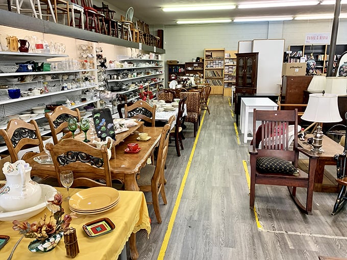Furniture heaven awaits! This aisle could furnish an entire home office, dining room, and still leave room in your budget for celebratory ice cream.