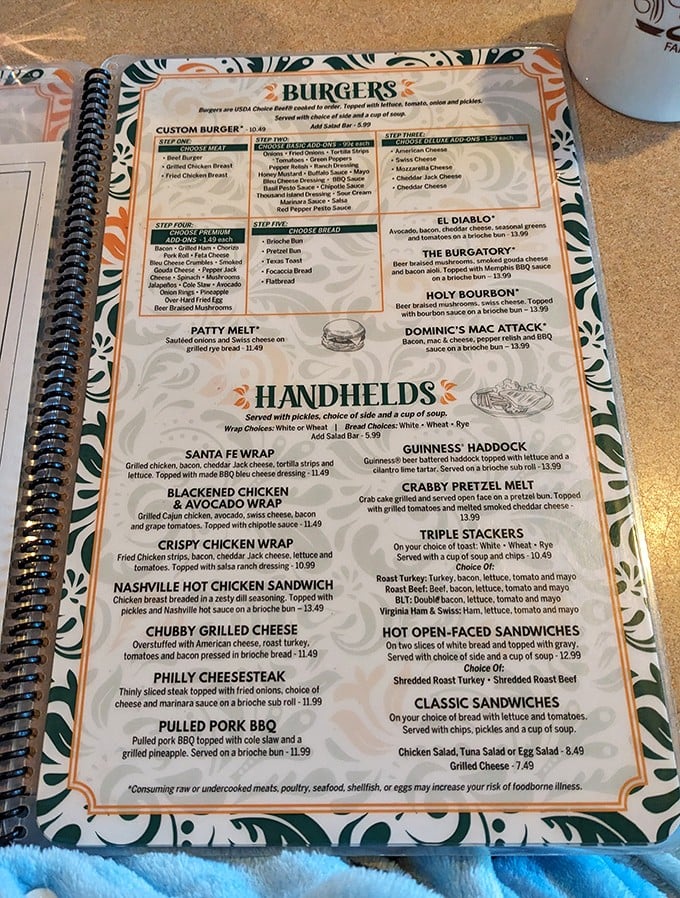 A menu that doesn't need fancy fonts or pretentious descriptions—just honest food options that make decision-making the hardest part of your meal.
