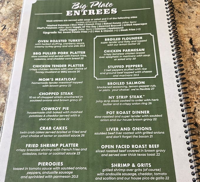 This menu reads like a love letter to comfort food classics. No molecular gastronomy here, just dishes that make you want to hug the chef.