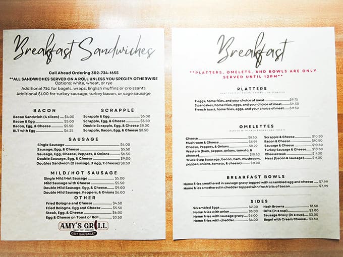 The menu reads like a love letter to breakfast classics—proof that sometimes the most meaningful relationships in life are between you and a perfectly made sandwich.