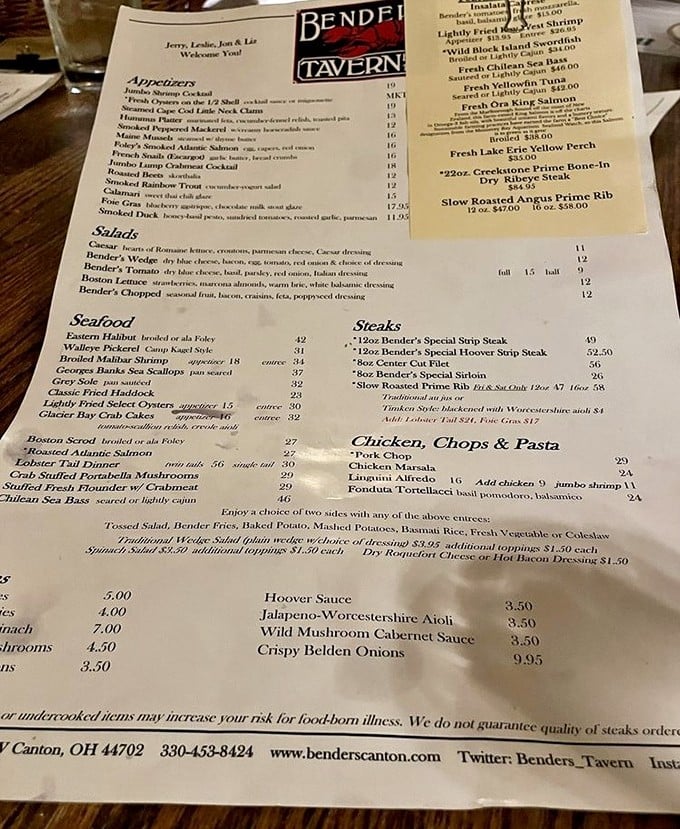 The menu reads like a love letter to classic American cuisine, with seafood that makes you forget Ohio is landlocked and a pork chop that deserves its own fan club.