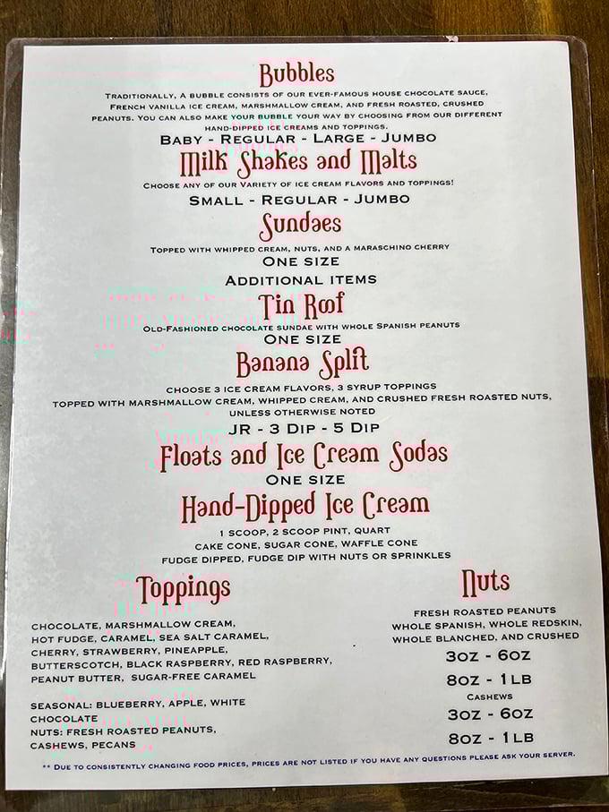 This menu isn't just a list—it's a roadmap to happiness. The "Bubble" alone is worth the pilgrimage to Jackson.