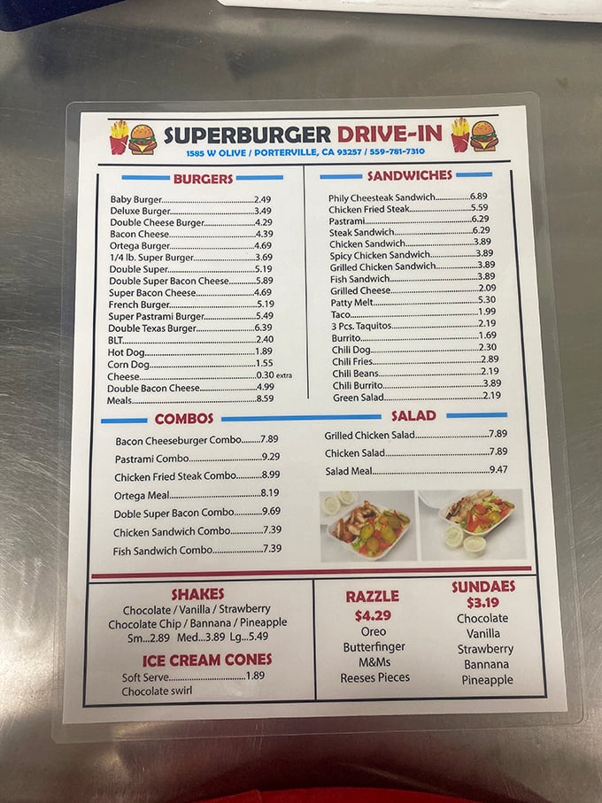 This menu isn't trying to impress you with fancy descriptions or exotic ingredients—it's the culinary equivalent of "I am what I am, take it or leave it."