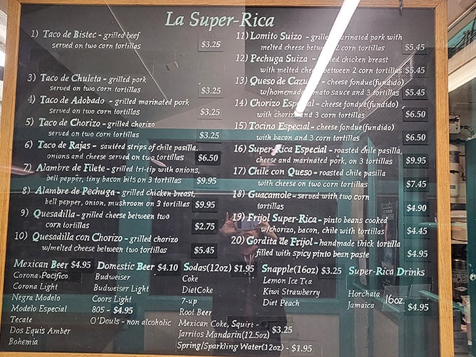 This menu board is like a roadmap to happiness. Each item represents a different path to taco nirvana.