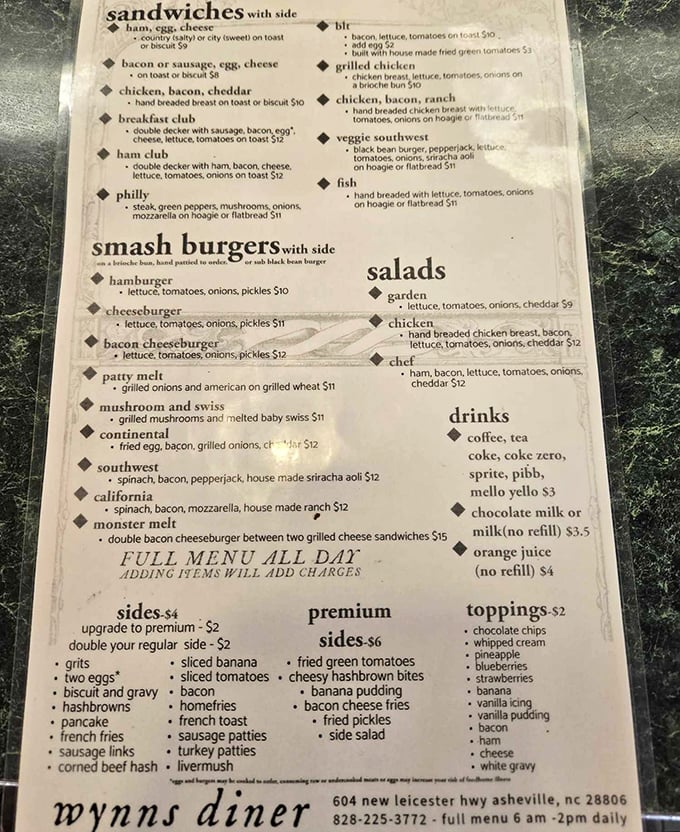 This menu isn't just a list of food—it's a roadmap to happiness. The "Monster Melt" isn't just a sandwich; it's a commitment.