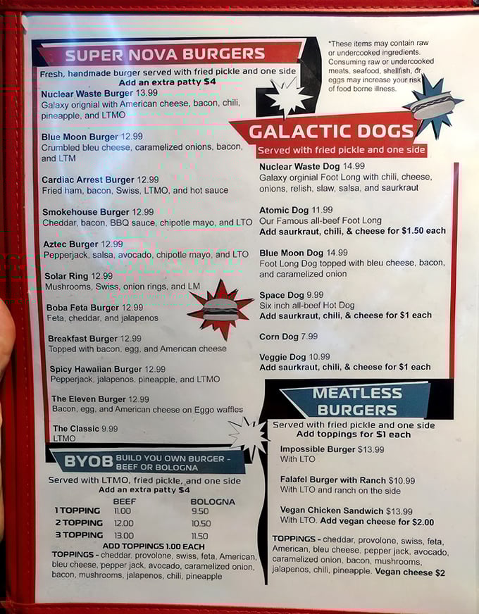 This menu reads like a love letter to American comfort food with creative twists throughout.
