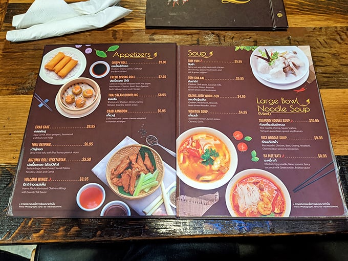 The menu reads like a greatest hits album of Thai cuisine, with each dish promising a perfect harmony of sweet, sour, spicy, and savory notes.