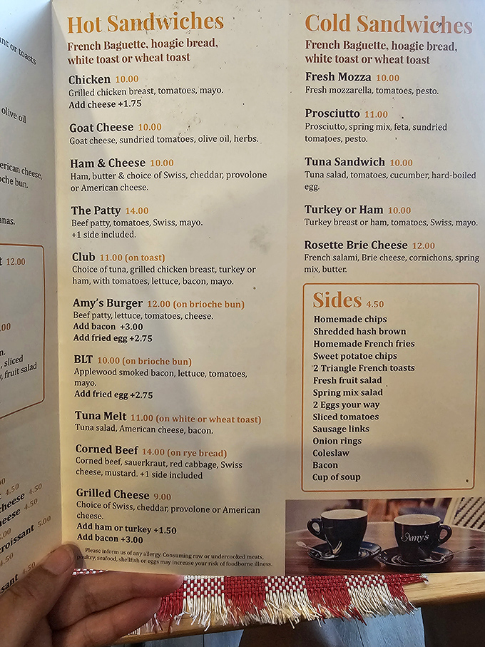 The menu reads like a love letter to French-American cuisine, with sandwiches that make decision-making deliciously difficult.The menu reads like a love letter to French-American cuisine, with sandwiches that make decision-making deliciously difficult.