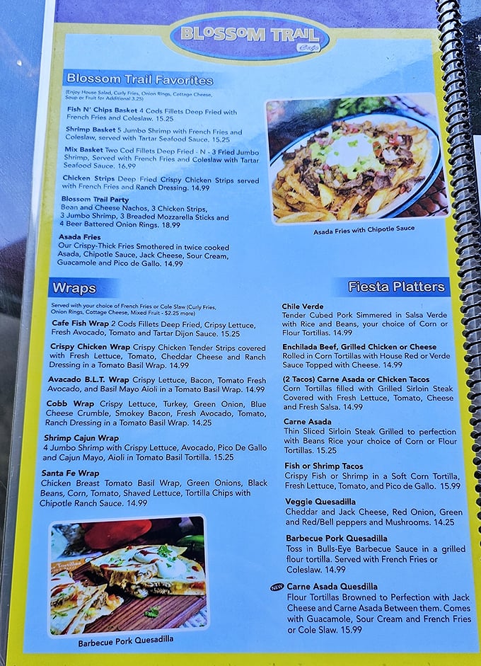 The menu reads like a love letter to comfort food classics. Each description promises a plate that would make your grandmother both proud and slightly jealous.