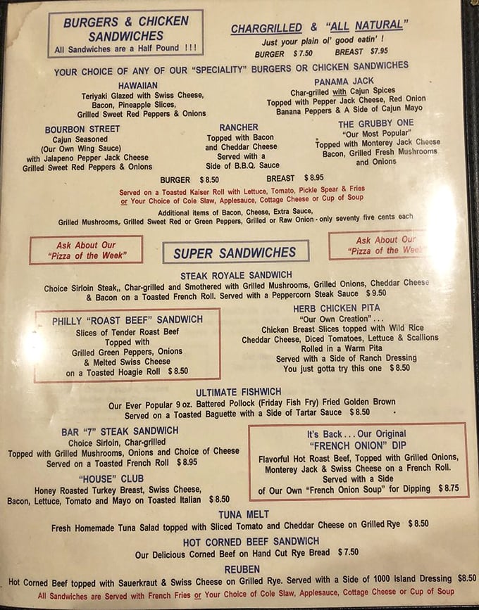 The menu reads like a love letter to comfort food classics – each sandwich description a haiku of potential satisfaction.
