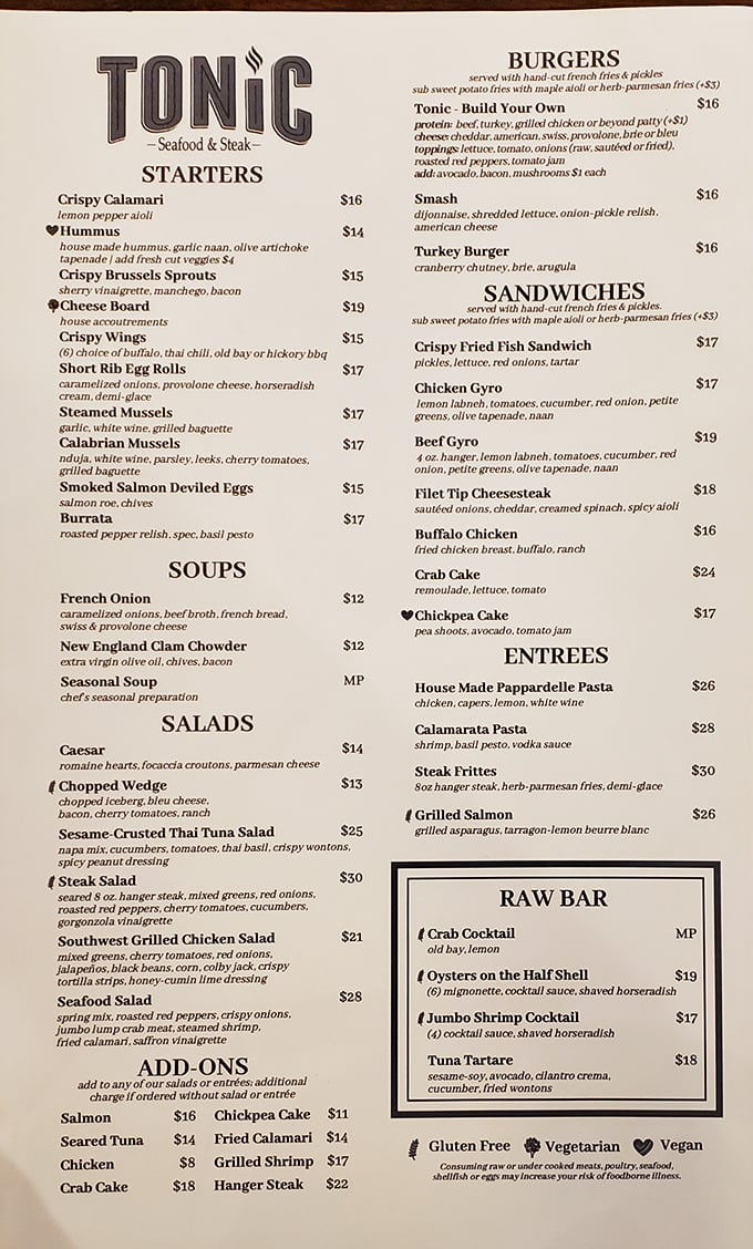 This menu reads like a love letter to carnivores and seafood aficionados alike. Decision paralysis has never been so delicious.