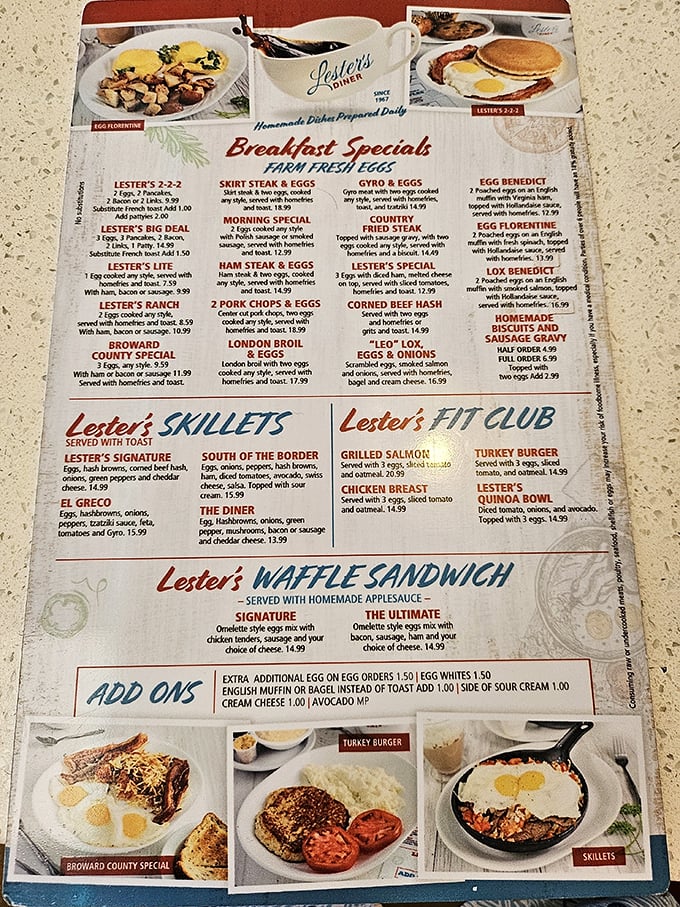 This menu isn't just a list of options—it's a roadmap to breakfast nirvana with combinations that solve life's greatest morning dilemma: sweet or savory?
