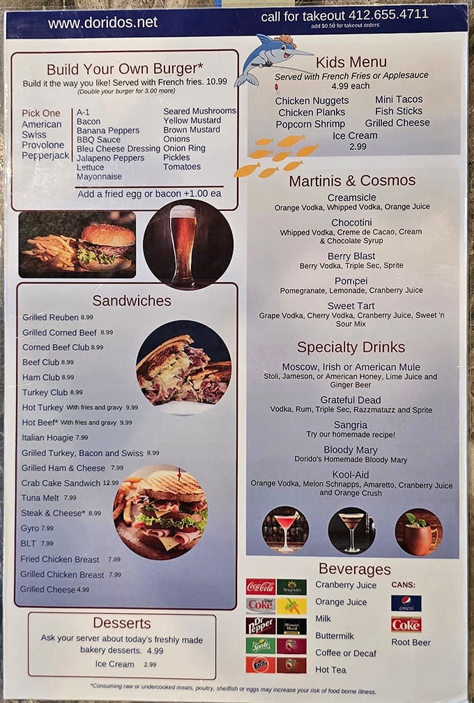 The menu reads like a love letter to comfort food classics, with that legendary fish sandwich hiding among an impressive array of options.