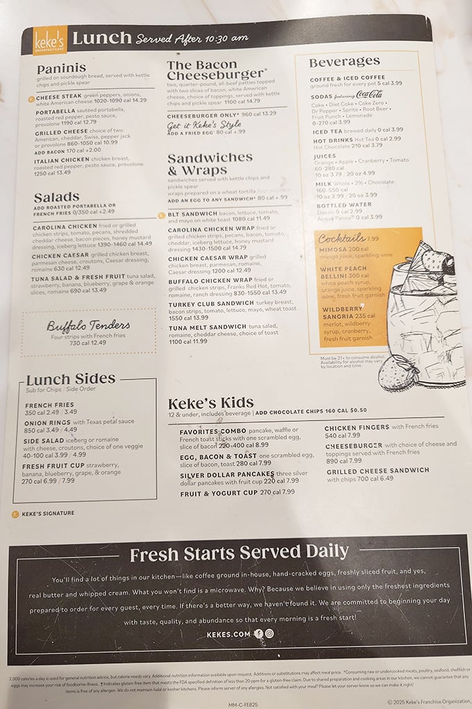A menu that reads like breakfast poetry – notice that proud declaration at the bottom about what you won't find in their kitchen: microwaves.