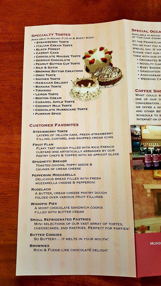 The menu reads like a dessert lover's bucket list. Each description is a promise of butter-laden bliss that your diet plan will happily forgive.