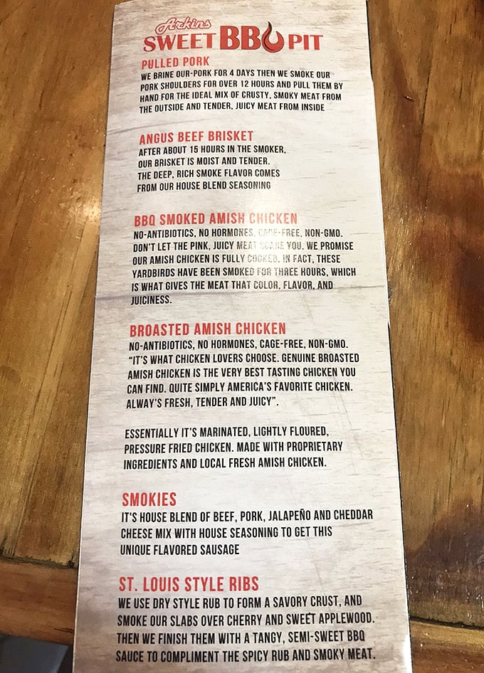 This isn't just a menu—it's a love letter to meat, detailing the four-day courtship between pork and brine before their 12-hour smoky honeymoon.