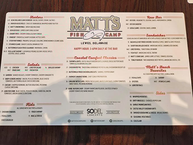 The menu reads like a love letter to coastal cuisine, with "Coastal Comfort Classics" that'll have you plotting your next visit before the first bite.