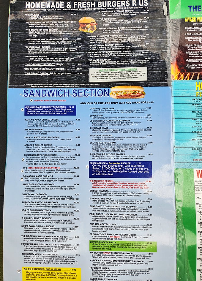 The menu at Mike's Place isn't just extensive—it's practically a novella with a delicious plot twist on every page.