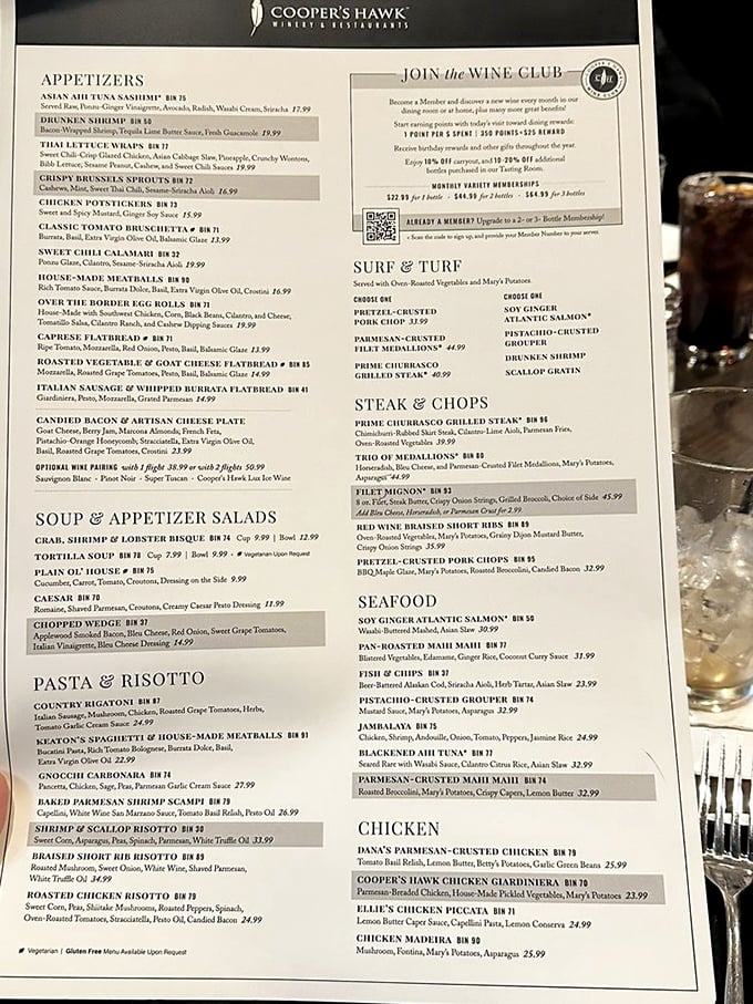 The menu reads like a love letter to food and wine pairings. Each dish comes with its own "bin number" – like matchmaking for your taste buds.