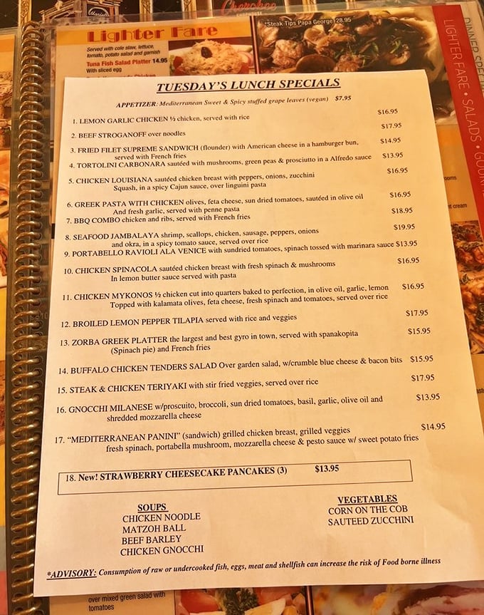 The menu reads like a novel where every character is delicious – Tuesday's lunch specials starring Beef Stroganoff as the heartthrob everyone falls for.