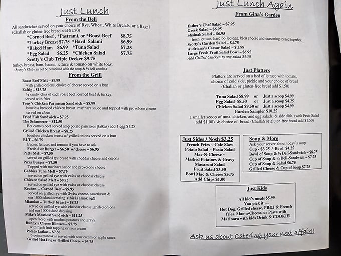 This menu isn't just a list of options—it's a roadmap to comfort food nirvana. Choose wisely, though everyone eventually surrenders to the Reuben.