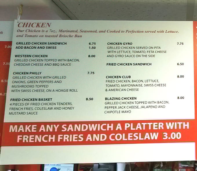 The chicken section of the menu reads like poetry to poultry lovers—each option more tempting than the last.