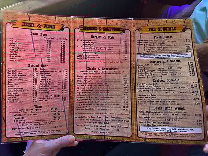 A menu that doesn't need fancy fonts or flowery descriptions – just the straightforward promise of burger perfection and cold beer.