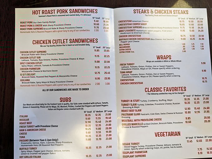 A menu that reads like poetry to the hungry—each line promising a different path to satisfaction.