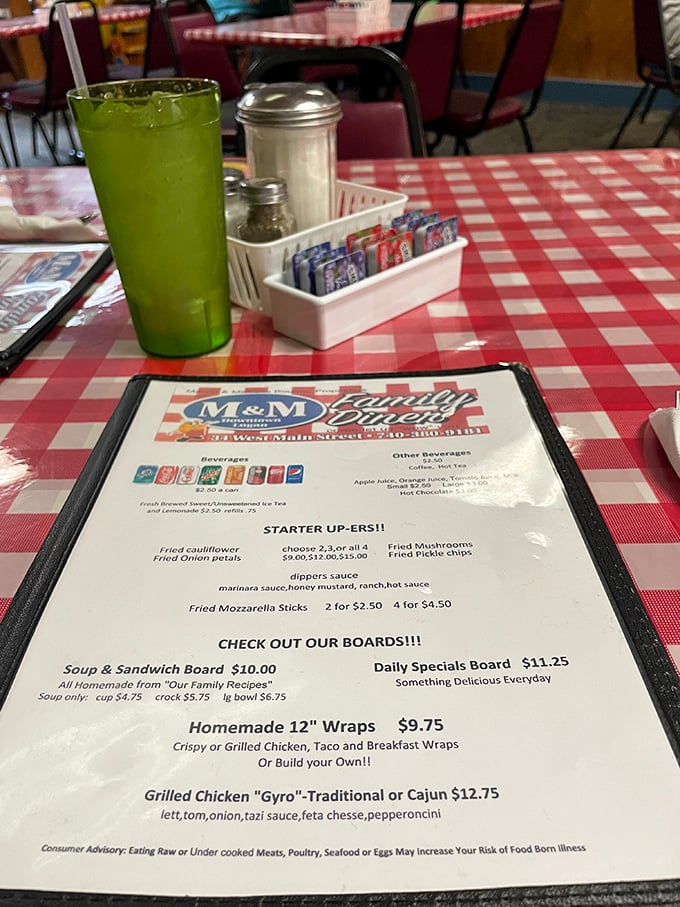 The menu tells you everything you need to know—this is a place that takes "family recipes" seriously. Breakfast all day is never a bad idea.