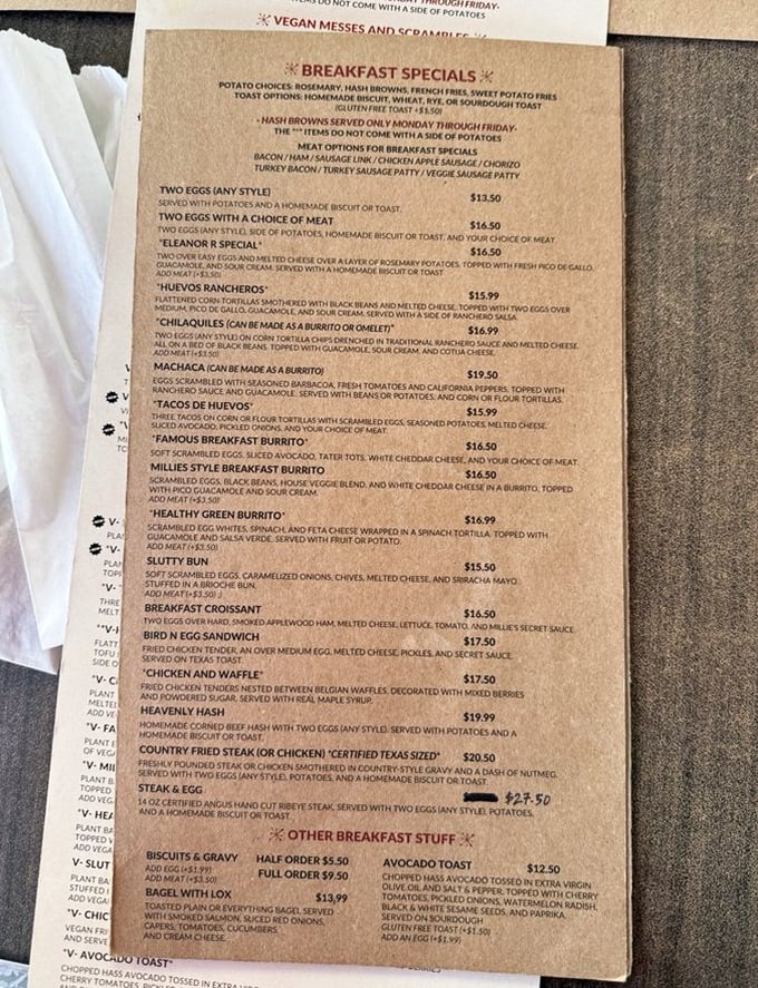 The menu reads like a love letter to breakfast, with each description promising a morning affair to remember.