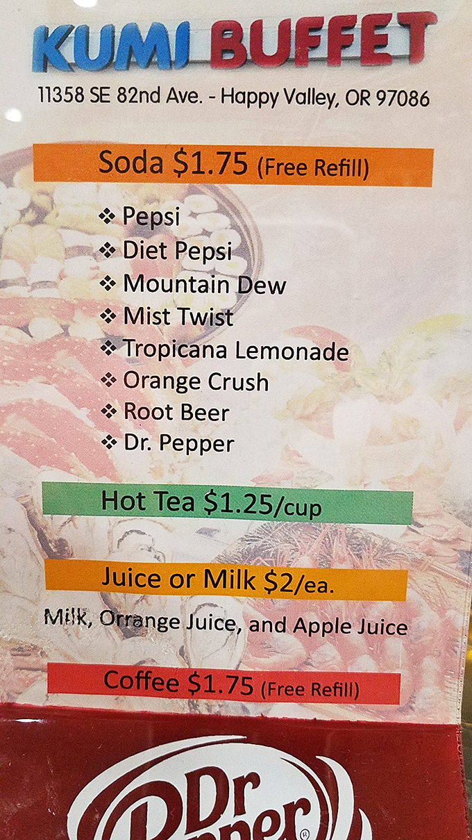 Life's important decisions laid bare: Pepsi or Mountain Dew? The beverage menu – supporting cast to the buffet's starring role.