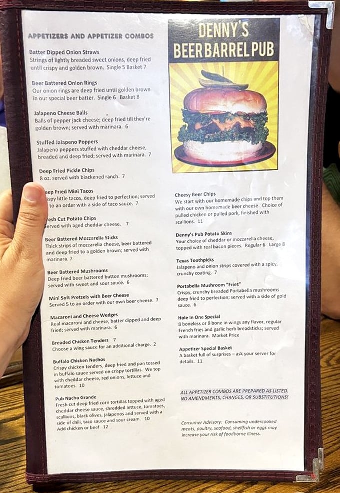 A menu that doesn't just list food—it issues challenges. From jalapeño cheese balls to the infamous burger behemoths, every choice is an adventure waiting to happen.