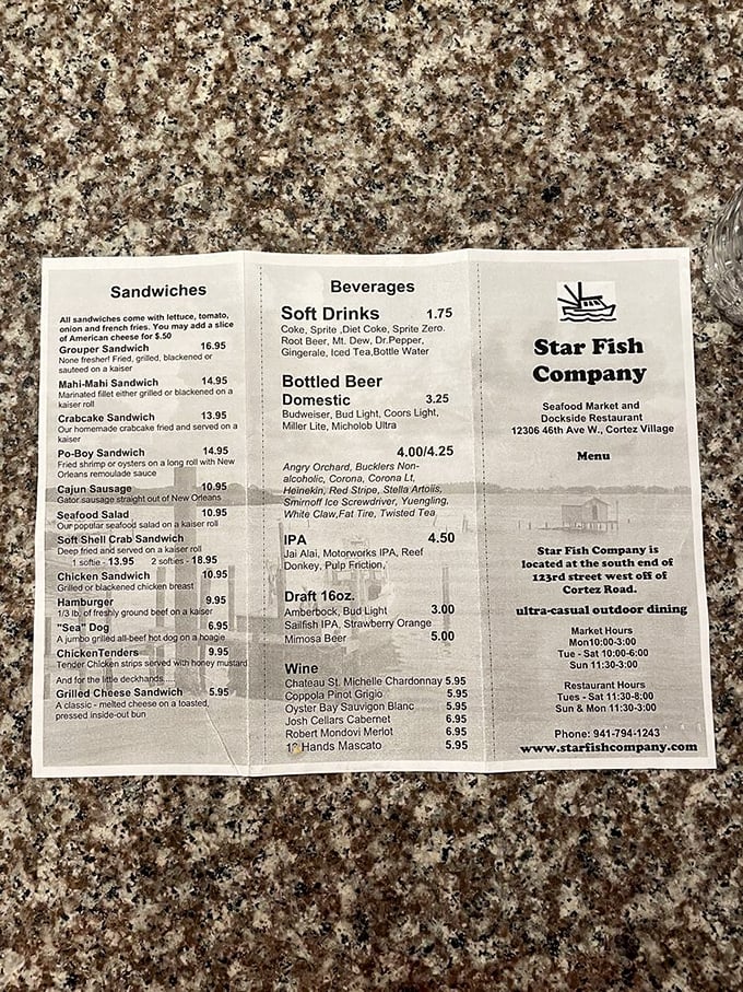 That menu board speaks fluent "delicious" – no translation needed when fresh seafood's the universal language.