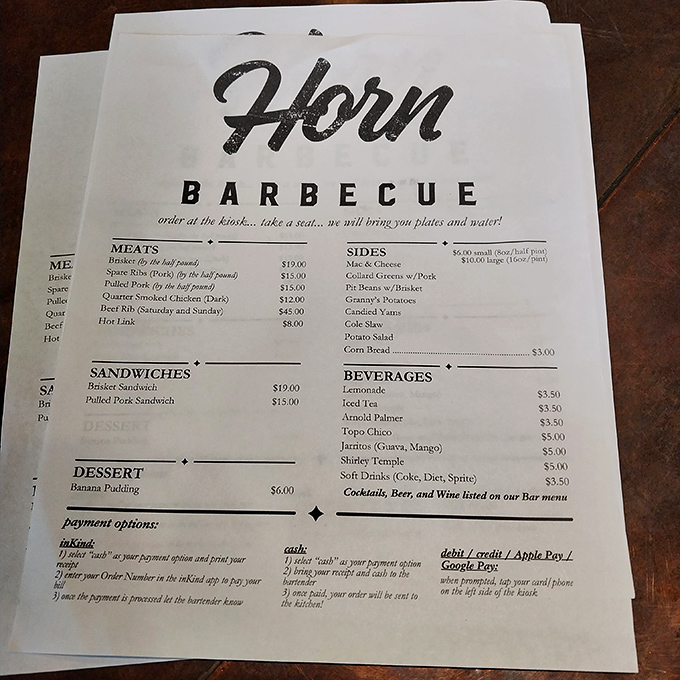 This menu isn't just a list—it's a roadmap to happiness. The simplicity belies the complexity of flavors awaiting your taste buds.