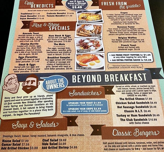 The menu tells all—from Benedict variations to breakfast burritos, this isn't your grandma's pancake joint (unless your grandma was secretly a culinary genius).